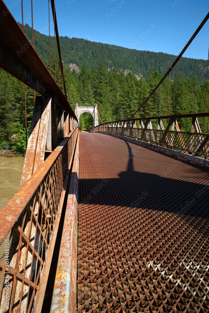 Historic Alexandra Bridge Boston Bar BC. The deck of the abandoned ...