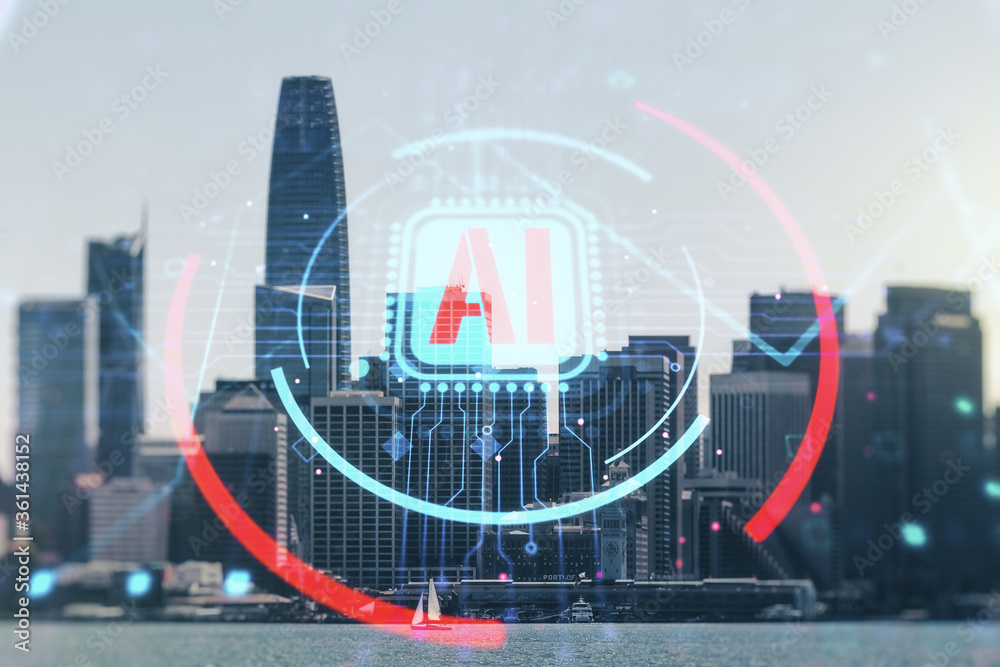 Double exposure of creative artificial Intelligence abbreviation ...
