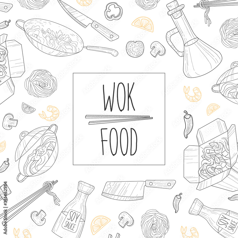 Wok Food Banner Template, Traditional Asian Menu Restaurant, Cafe ...