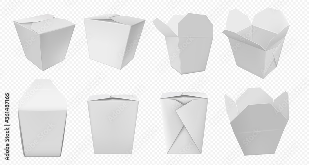 Chinese food box. Takeaway food package template for chinese noodle and ...