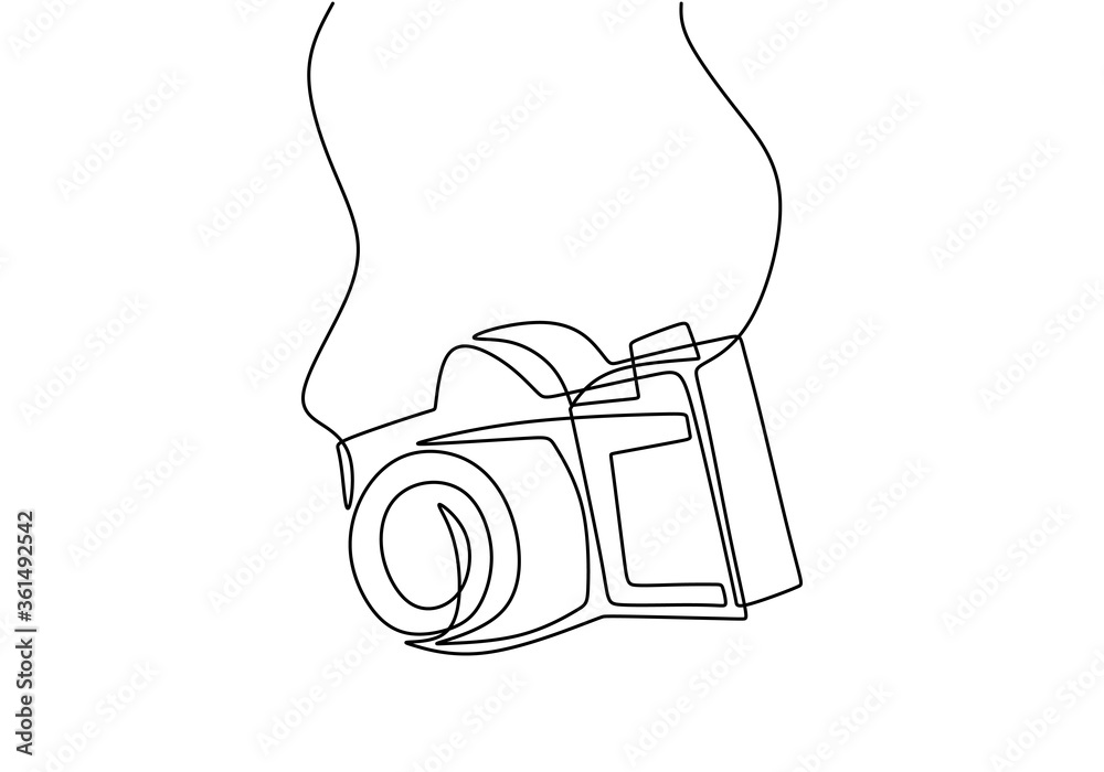 One line camera design. DSLR camera digital vector with single ...