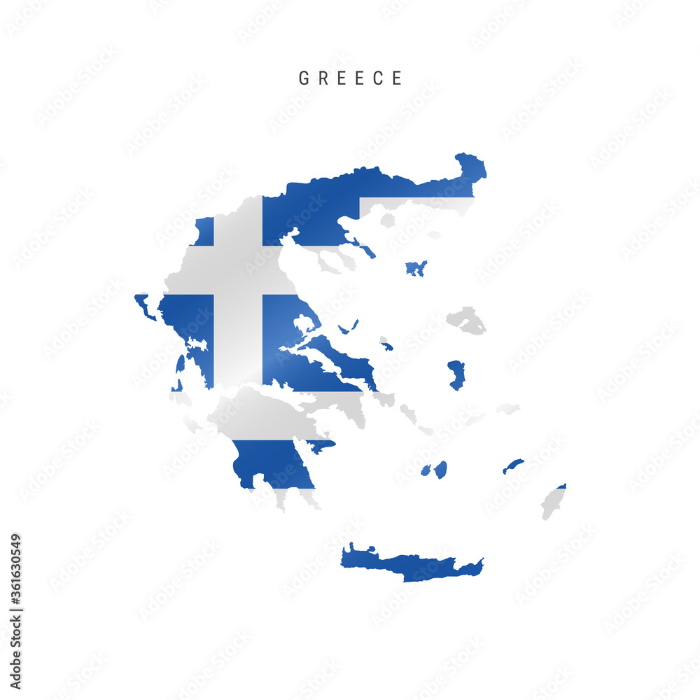 Waving flag map of Greece. Vector illustration Stock Vector | Adobe Stock
