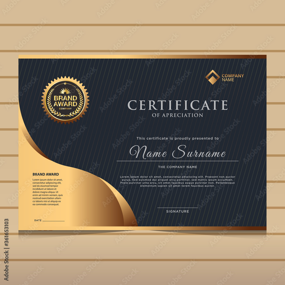 Elegant dark gold diploma certificate template. Use for print ...