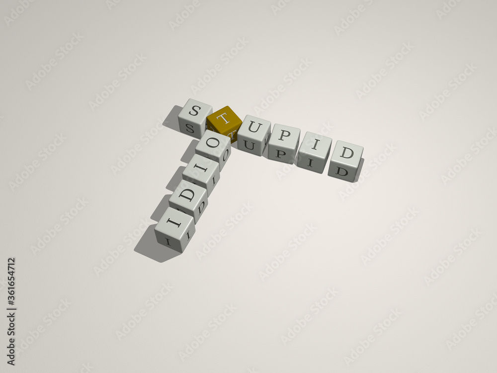 Stock-Illustration „STUPID IDIOT combined by dice letters and color ...