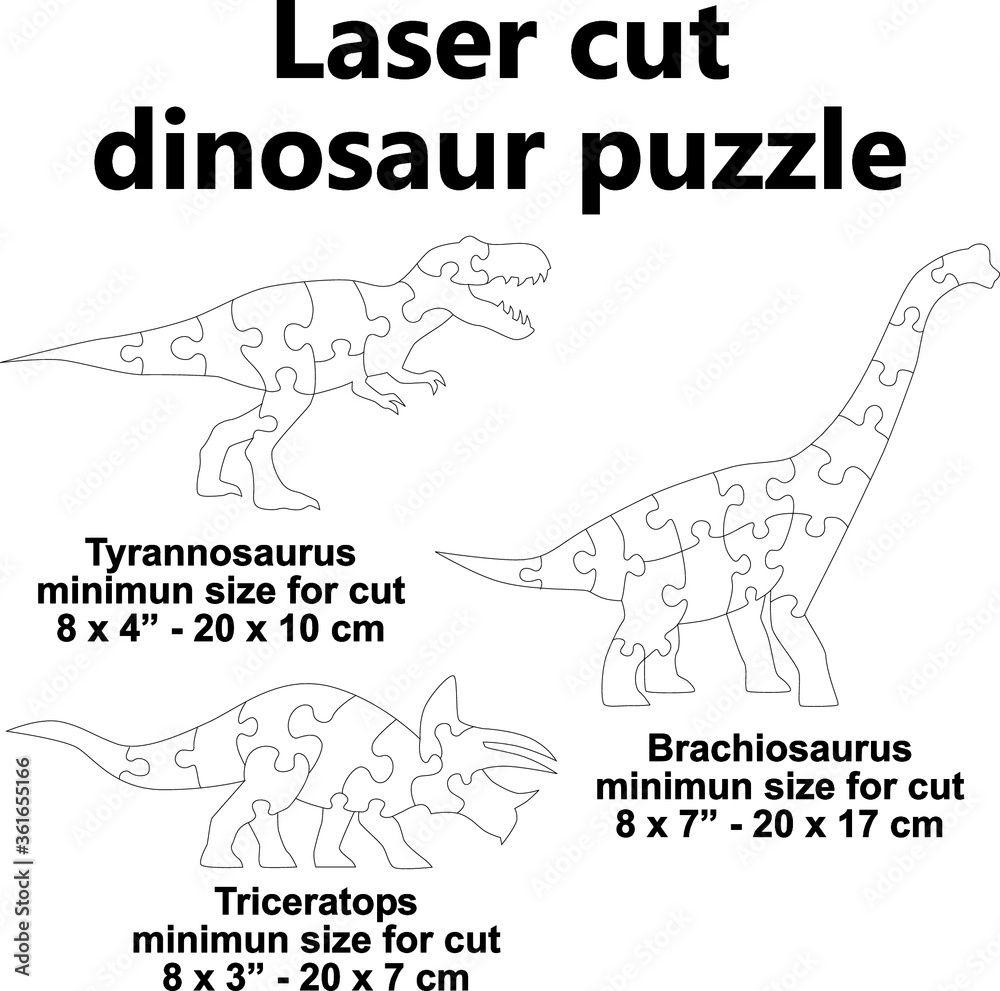 Laser cut dinosaur jigsaw puzzle vector design template Stock Vector ...
