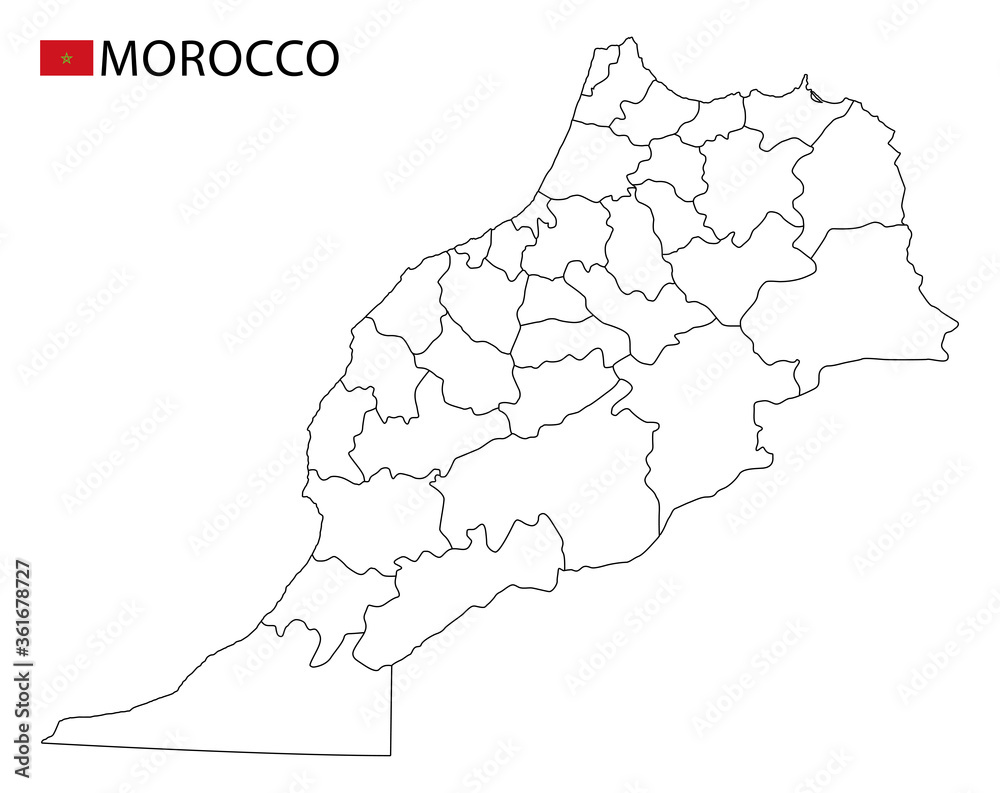 Morocco map, black and white detailed outline regions of the country. の ...