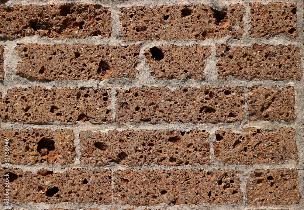 Decorative volcanic tuff bricks for exterior and interior wall . Close ...