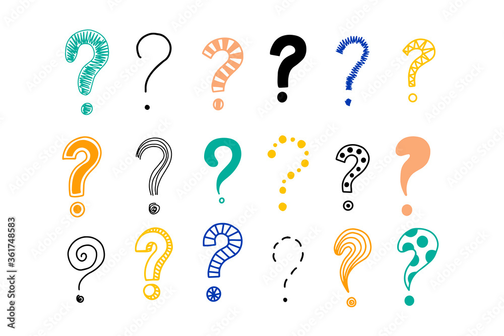 Big set of hand drawn drawings of question marks. Stock Vector | Adobe ...