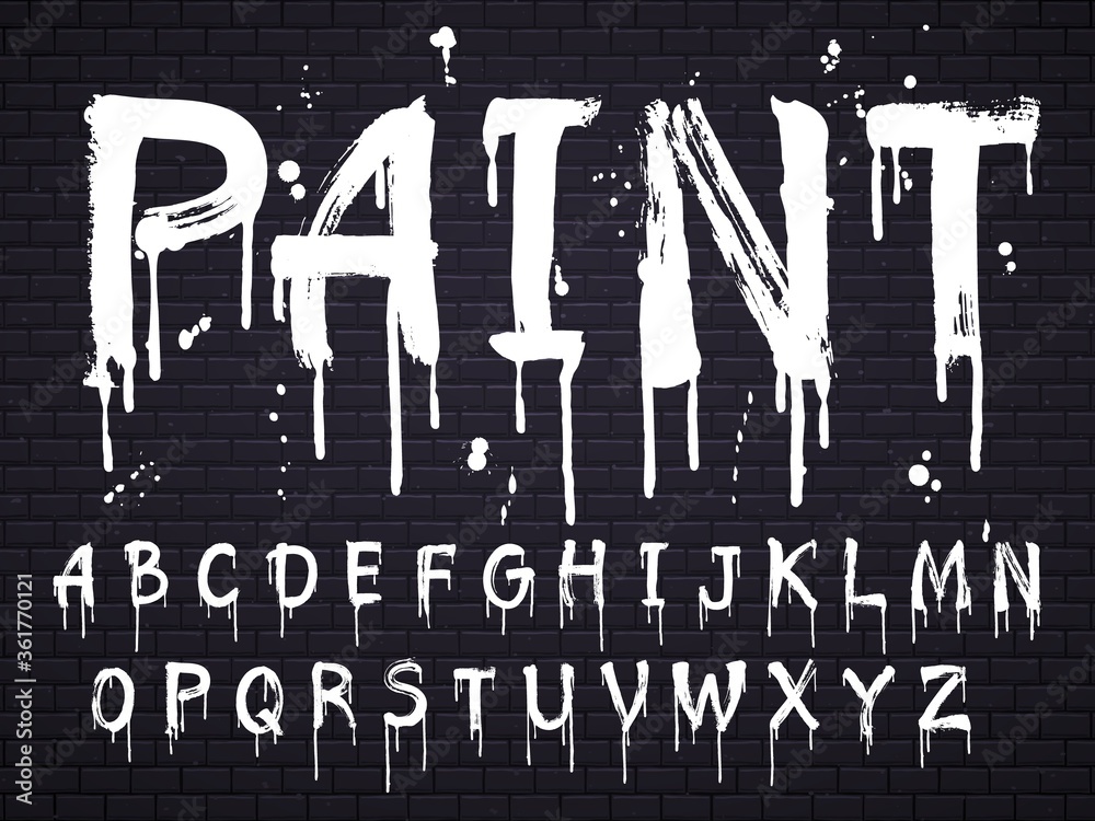 Стоковое векторное изображение «Paint dripping paint font for latin ...