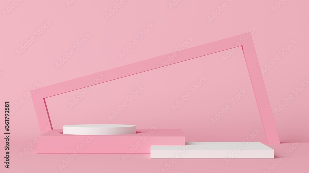 Minimal background, mock up scene with podium geometry shape for product display. 3D rendering ...