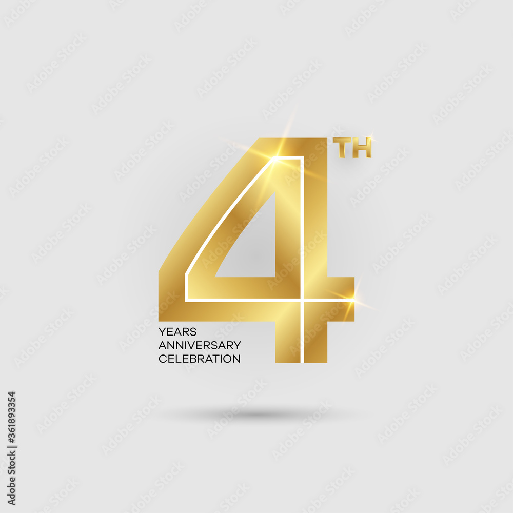 4th 3D gold anniversary logo isolated on elegant background, vector ...