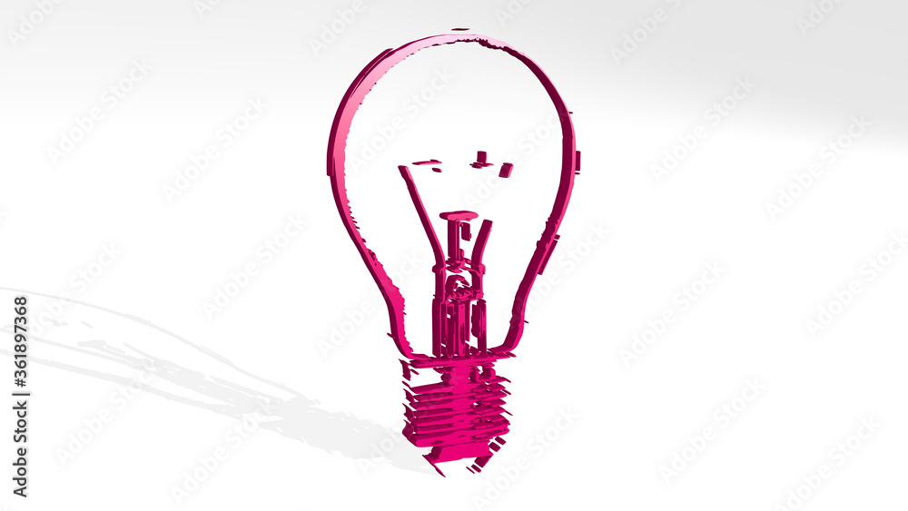 light bulb from a perspective with the shadow. A thick sculpture made ...