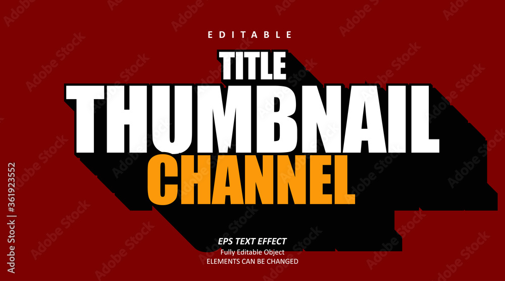 Shadow Red Thumbnail Channel Text Effect Editable Premium Vector Stock ...
