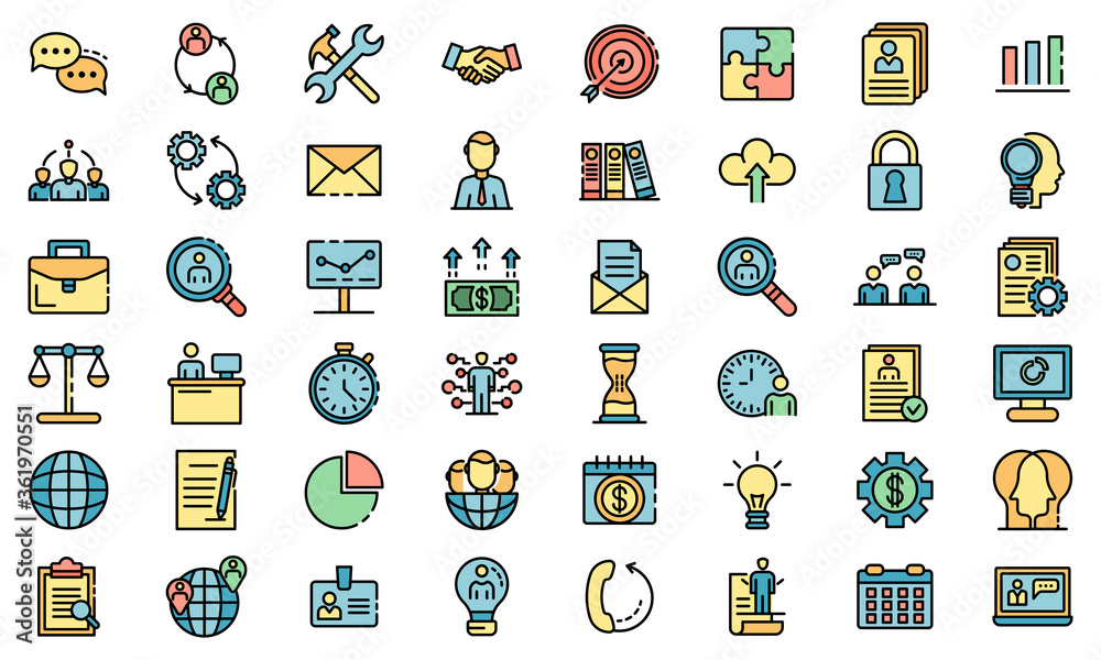 Administrator icons set. Outline set of administrator vector icons thin ...