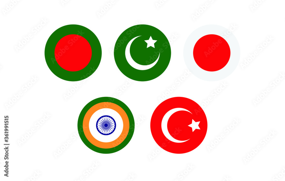 Simple circle flags vector of the countries in flat style. Stock Vector ...