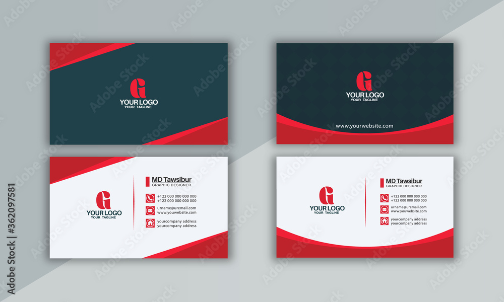 Red color business card design bundle Stock Vector | Adobe Stock