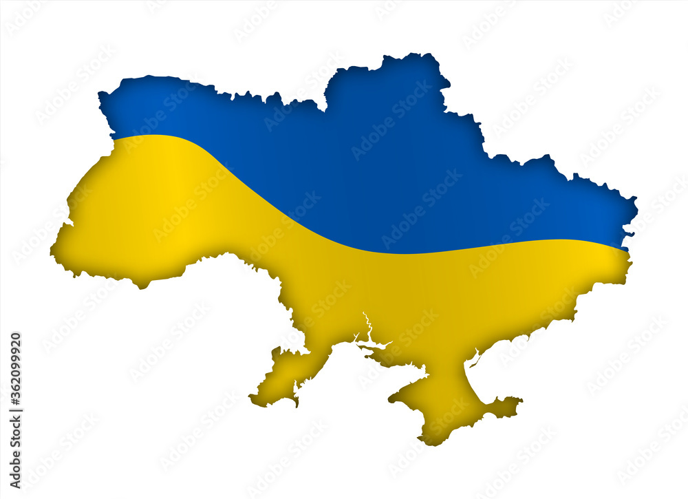 borders Of Ukraine in colors of national Ukrainian flag. Independence ...