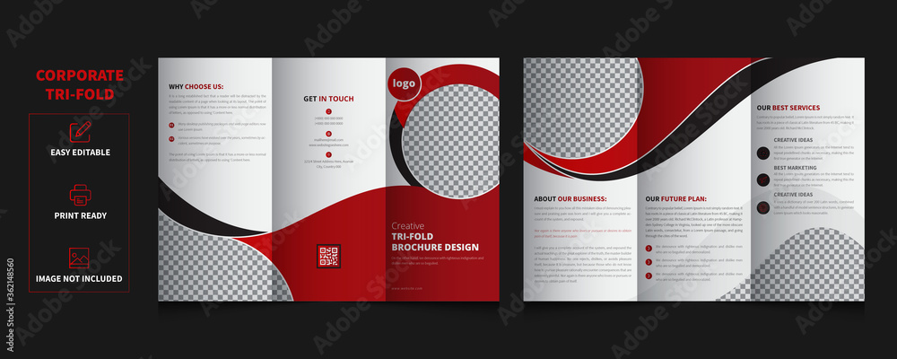 Trifold Brochure | Business Brochure Template | Red Color Brochure ...