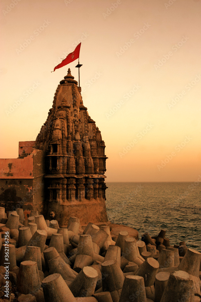 View of Shree Dwarkadhish Krishna Temple at Dwarka, Gujarat, India ...