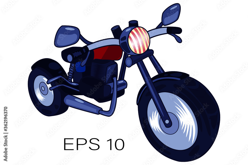 Vector cartoon motorcycle on a white background. Stock illustration two ...
