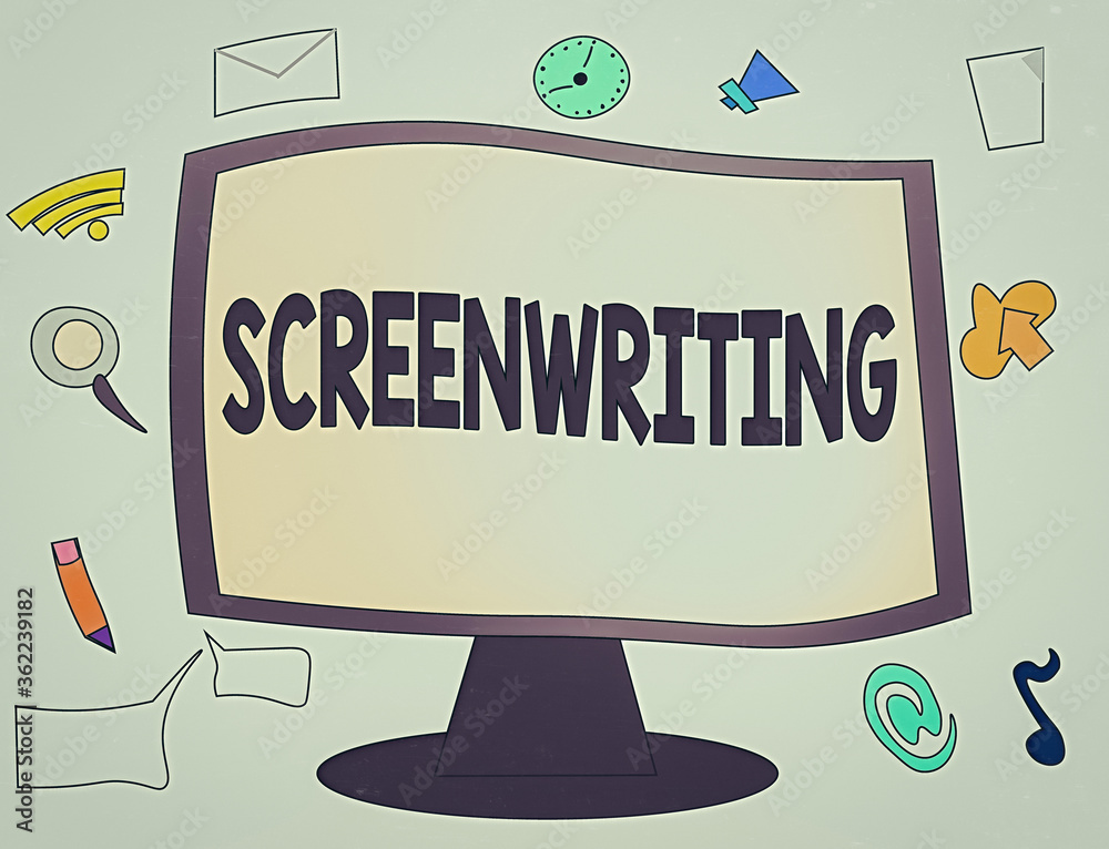 Conceptual hand writing showing Screenwriting. Concept meaning the art ...