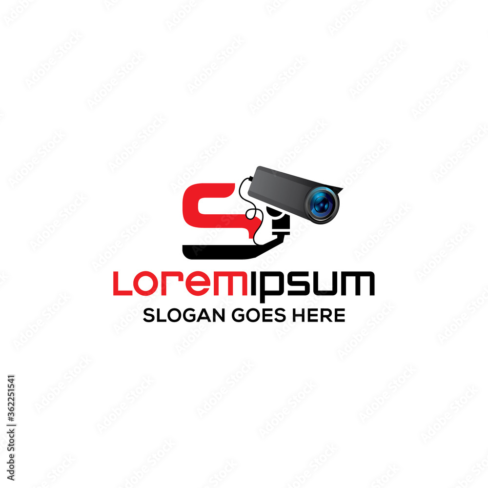 Creative S letter CCTV camera logo design template, Realistic CCTV logo ...