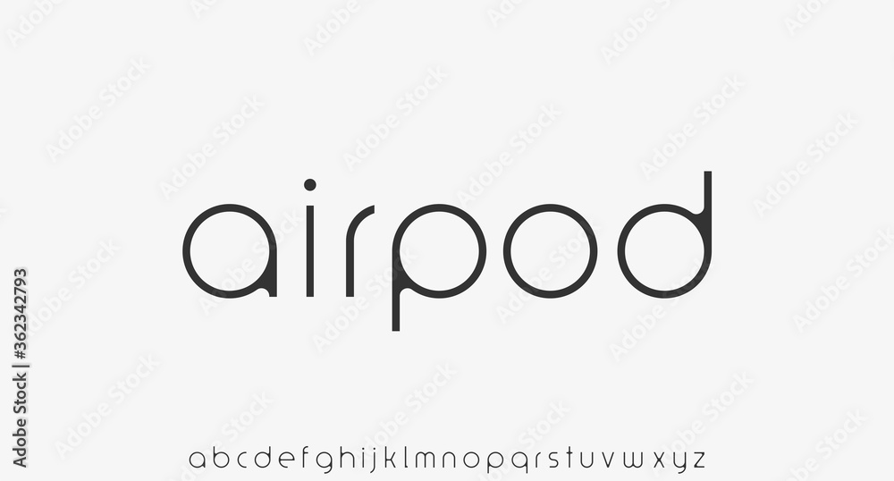 airpod, the geometric minimal alphabet. display font vector typeset ...
