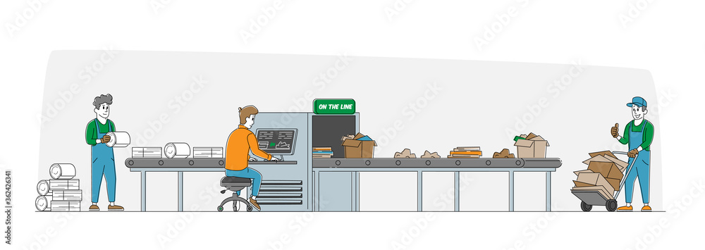 Garbage Manufacturing Concept. Paper Waste Recycling Technological ...