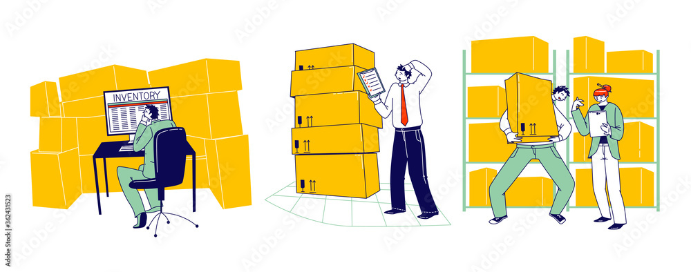 Physical Inventory Count Management. Storekeeper Characters Manage ...