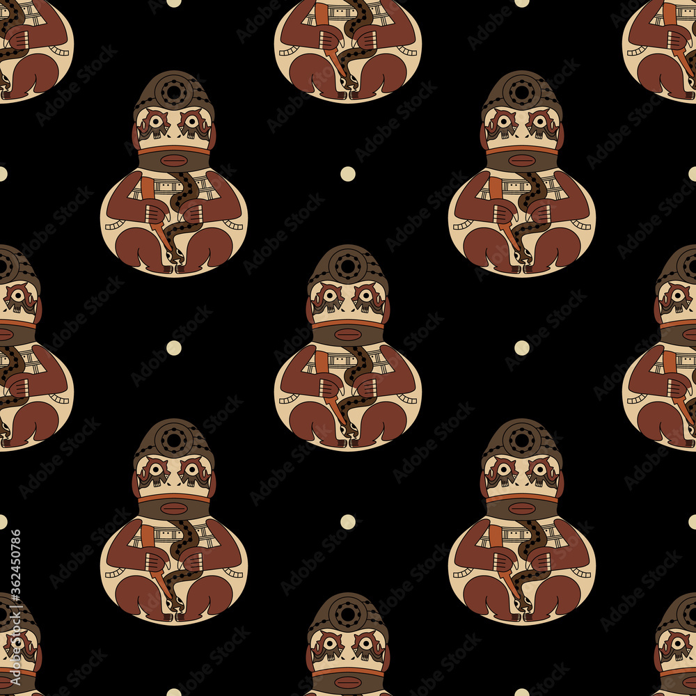 Seamless ethnic pattern with fantastic characters. Native American art ...