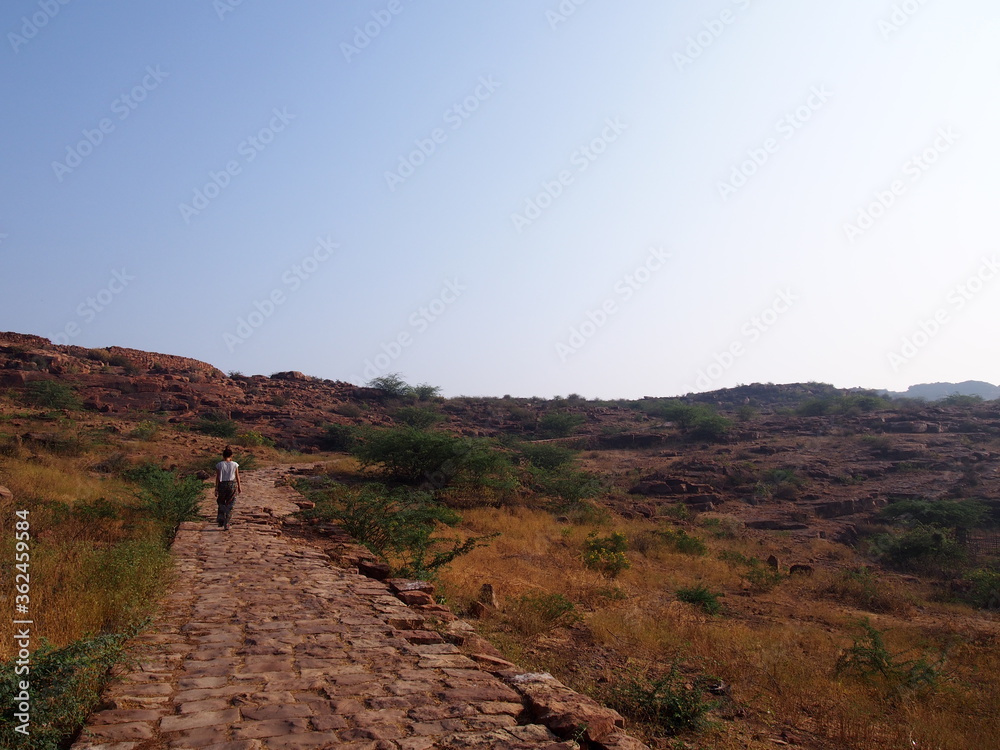 Pilgrim's route to the temple, Mahakuteshwara Temple, Badami, Karnataka ...