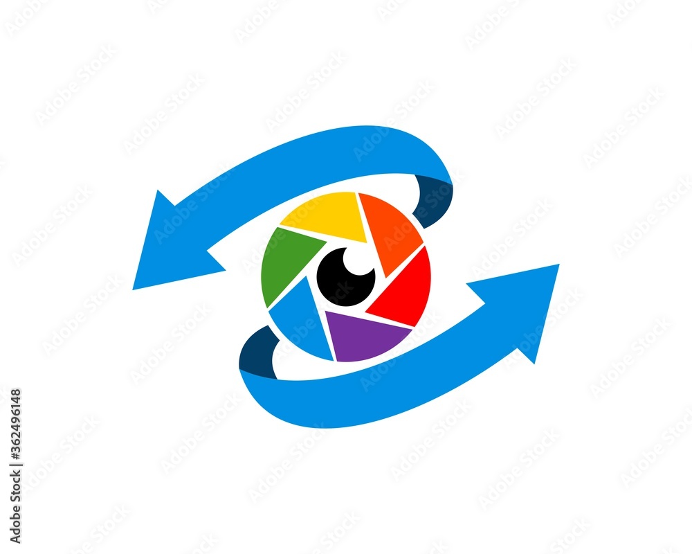 Upside down arrow with camera lens Stock Vector | Adobe Stock