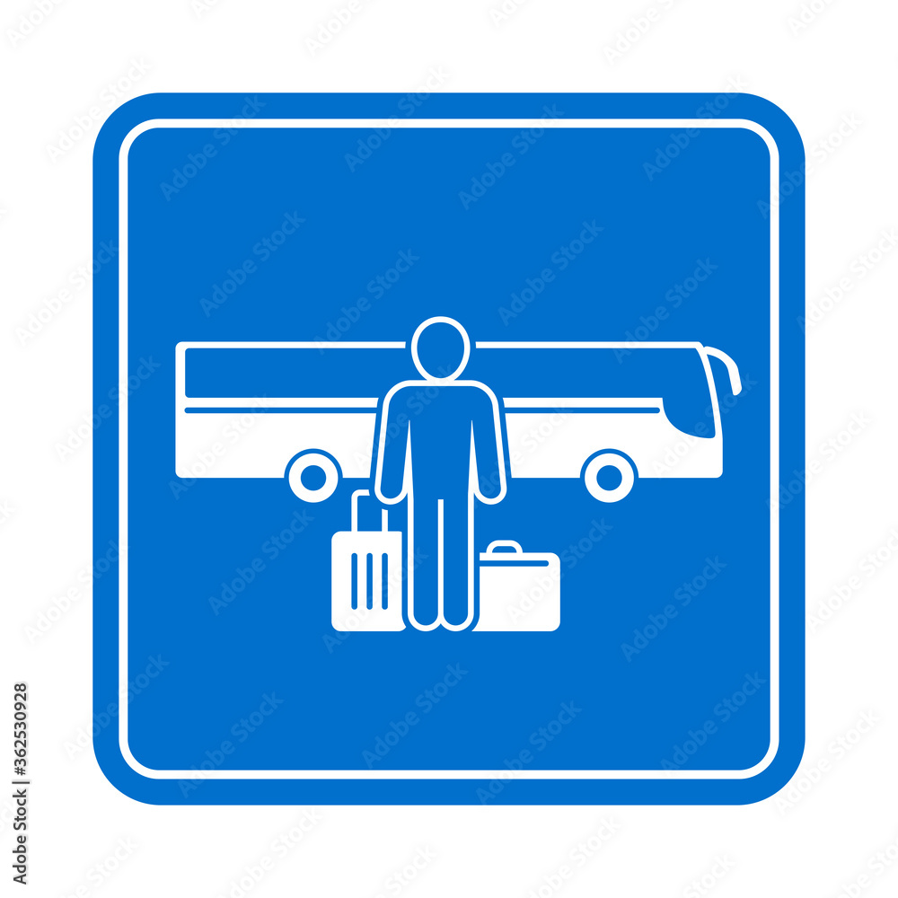 Bus station (bus stop) icon - navigation sign with human silhouette ...