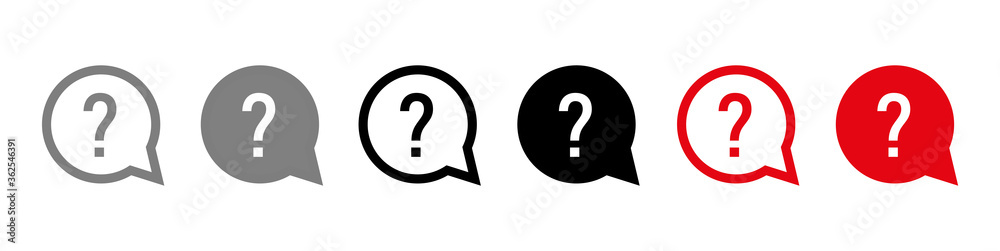Question mark set of icons.Question mark , help speech bubble sign ...