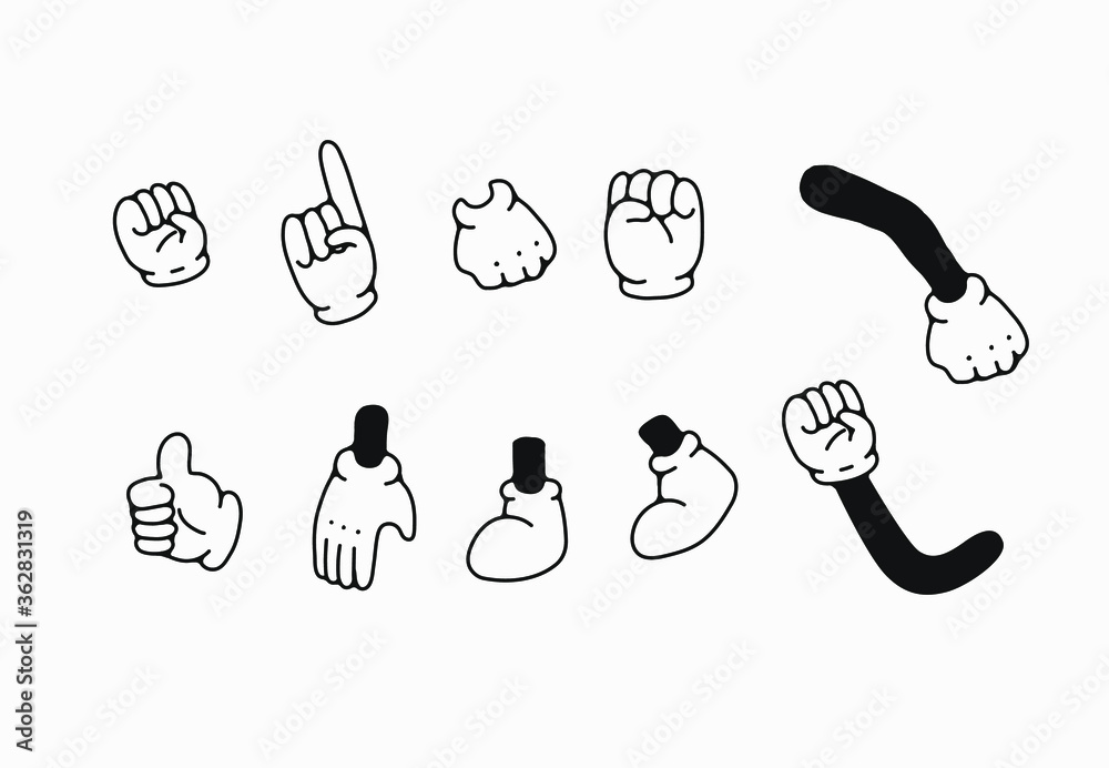 old cartoon mascot character elements. different clipart, faces, limbs ...