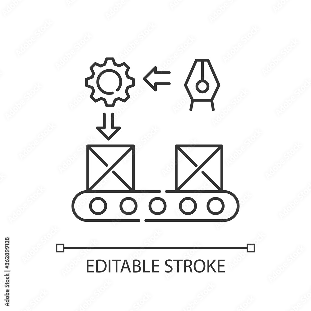 Continuous flow pixel perfect linear icon. Mass production model thin ...