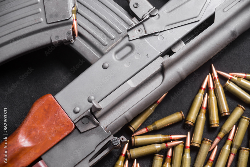 Russian assault rifle with magazine full of ammo Stock Photo | Adobe Stock