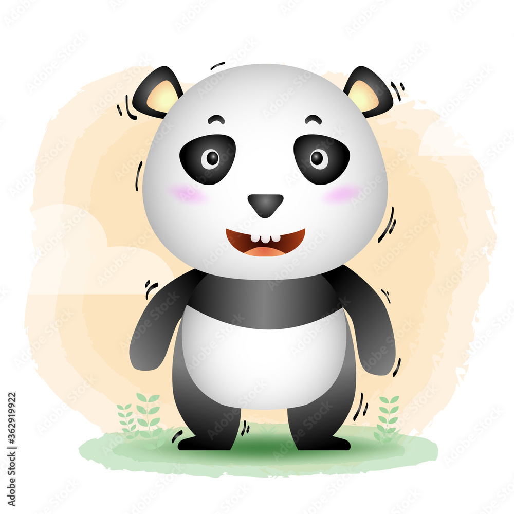cute panda in the children's style. cute cartoon panda vector ...