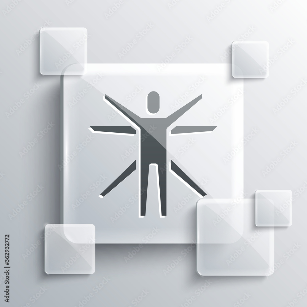 Grey Vitruvian Man by Leonardo Da Vinci icon isolated on grey ...