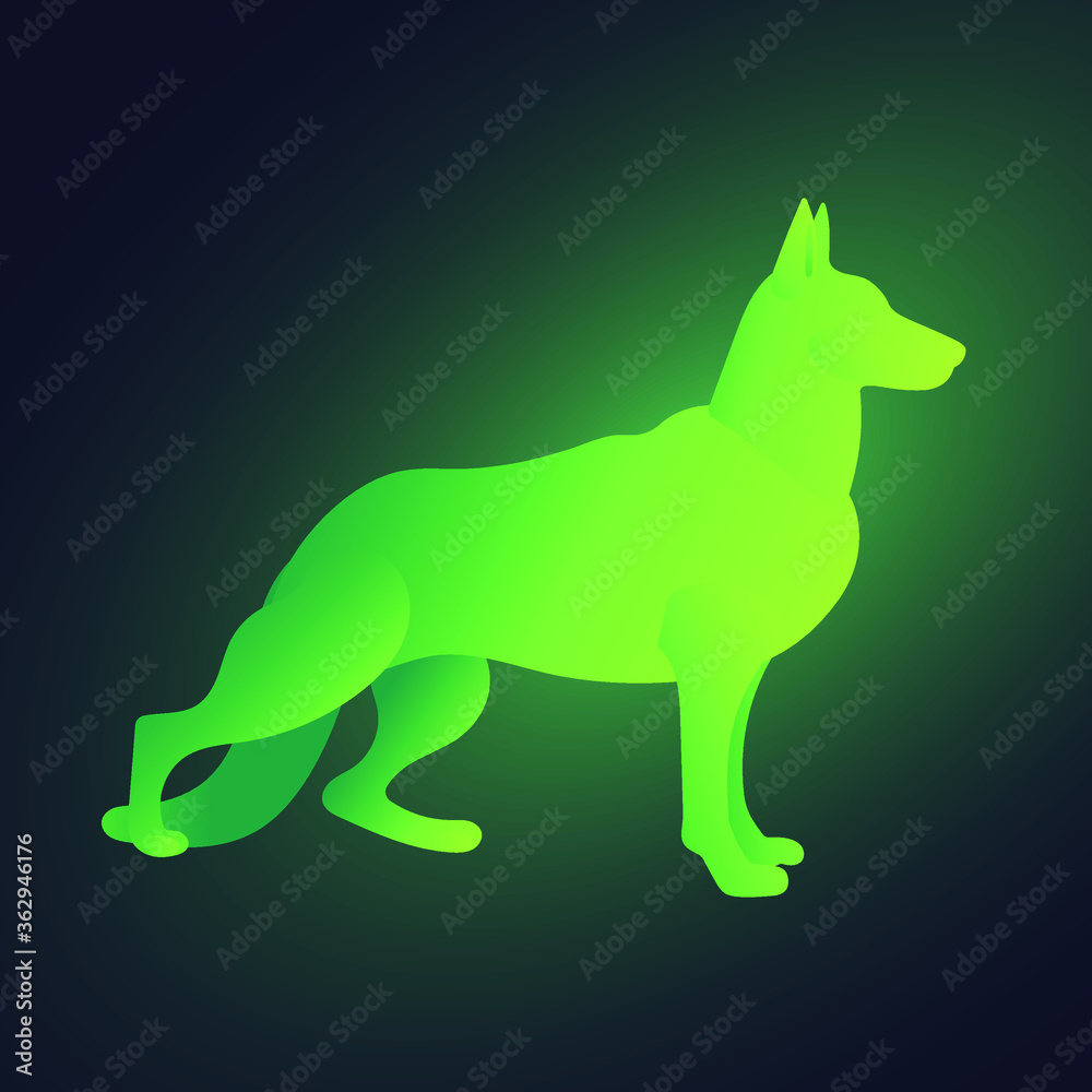 Vector Green Dog Illustration Stock Vector | Adobe Stock