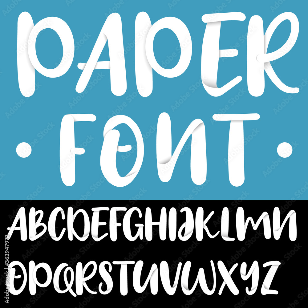 Paper folding Alphabet Vector. White Ribbon script font. Vector of ...