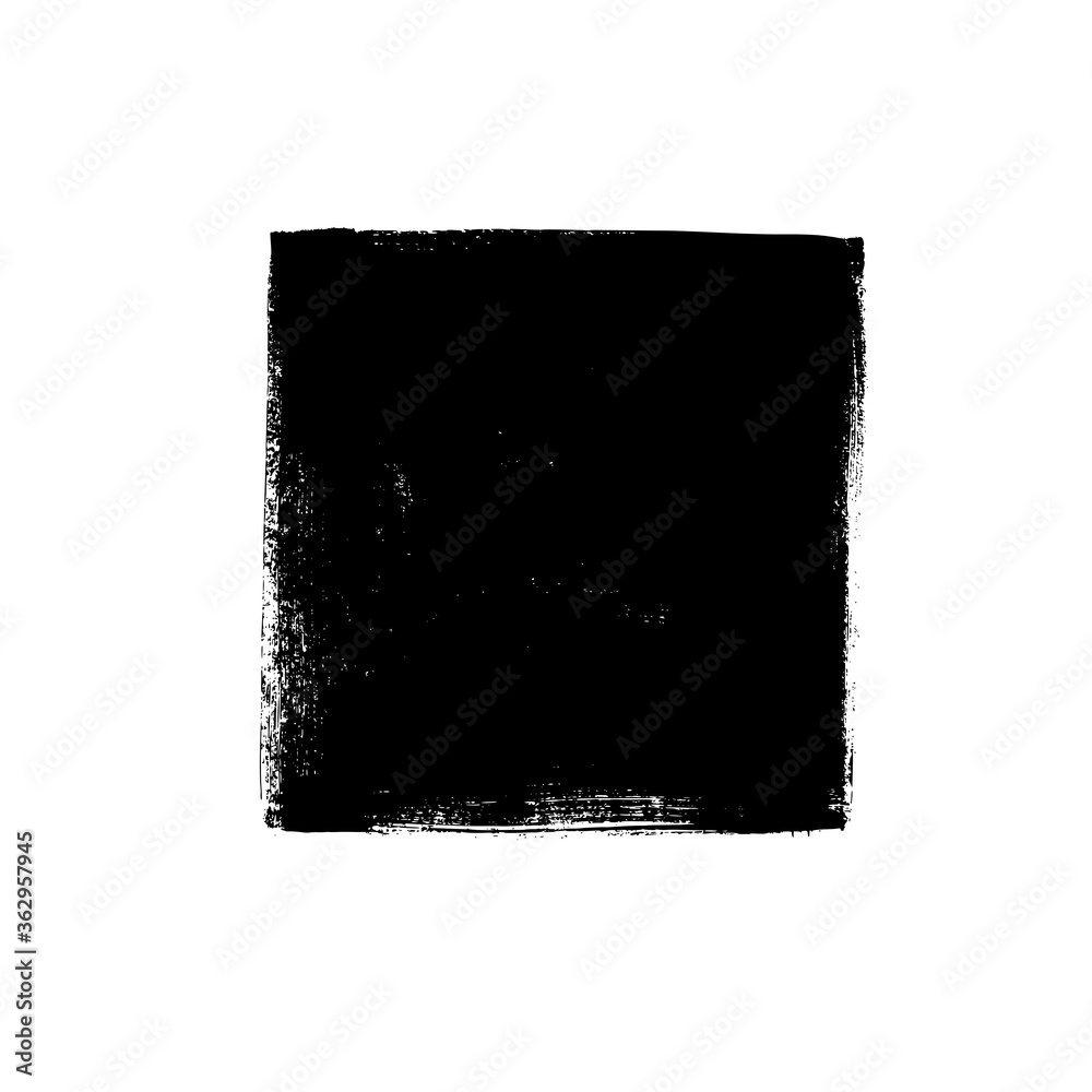 Black rough edge vector square box. Black painted square or rectangular ...