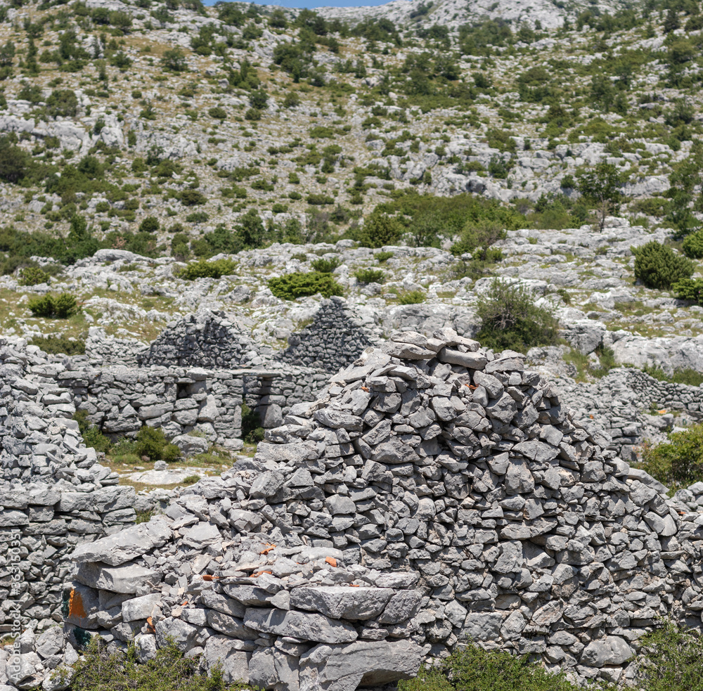 Ancient hand built stone houses found when hiking the croatian mountain ...