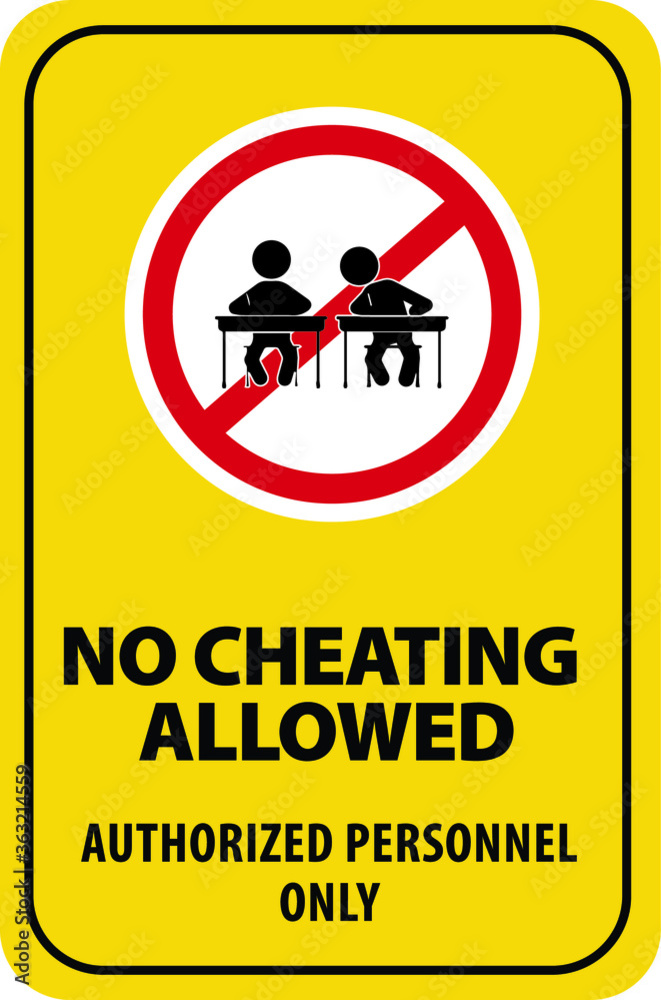 Stock-Vektorgrafik „NO CHEATING ZONE DO NOT CHEAT IN THE EXAM HALL ...