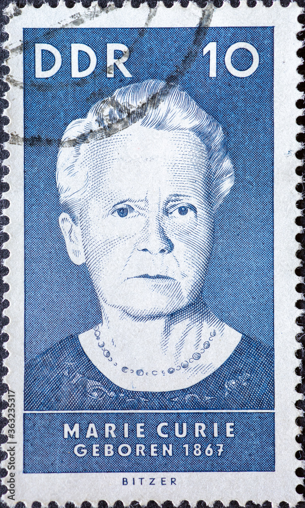 GERMANY, DDR - CIRCA 1967: a postage stamp from Germany, GDR showing a portrait of the physicist ...