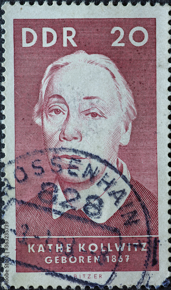 GERMANY, DDR - CIRCA 1967: a postage stamp from Germany, GDR showing a portrait of the graphic ...
