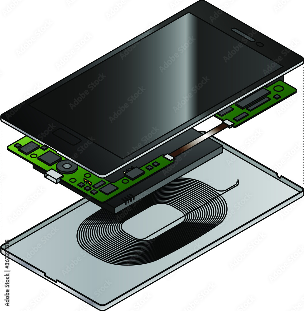 Stock-Vektorgrafik „An exploded diagram showing the internal components ...