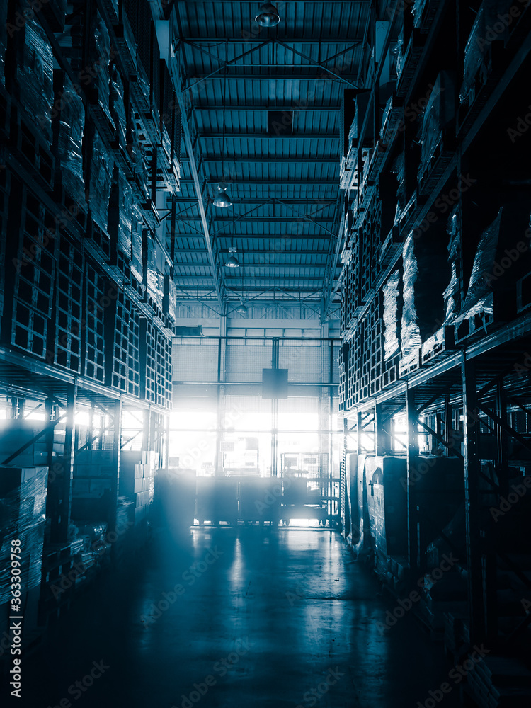 Warehouse cargo building store, warehouse interior with shelves ...
