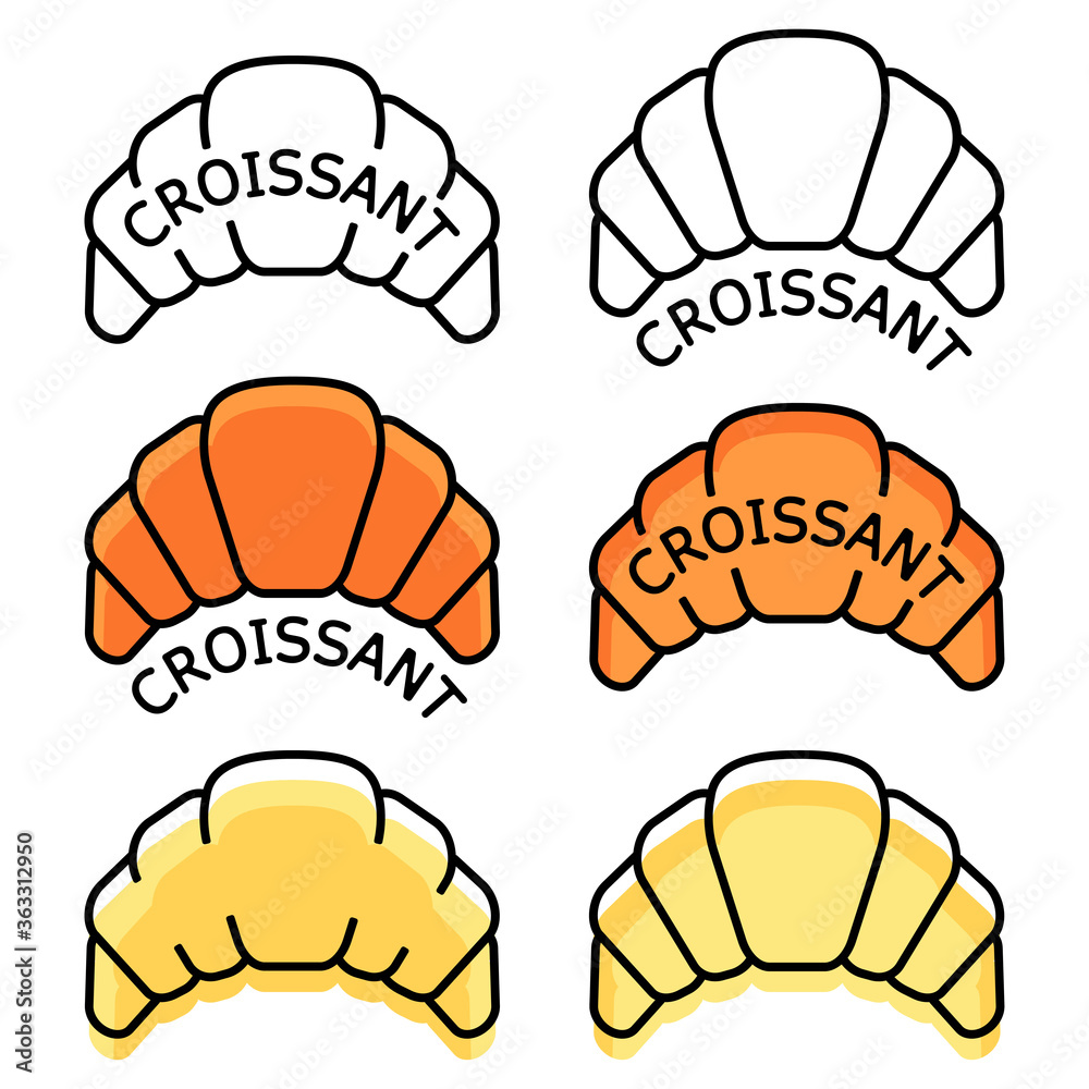 Collection of croissant icons for design menu, cafe, bistro, restaurant ...