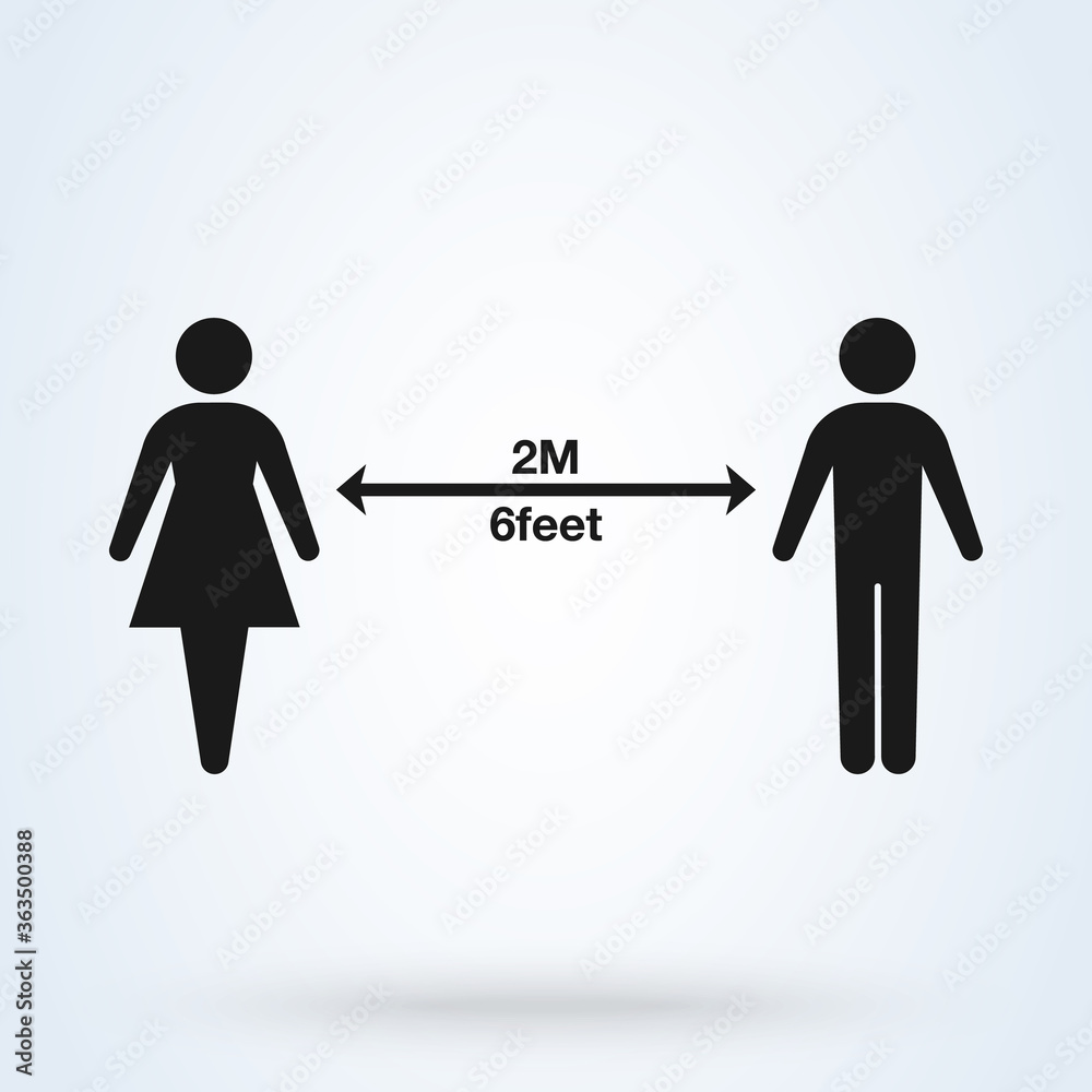 Social Distancing Keep Your Distance 6 Feet Icon. Prevention safety ...